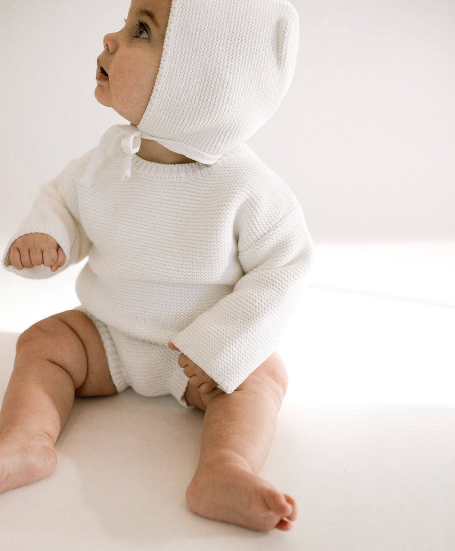 Purl Knit Bonnet ‘Milk’ – Oat Co