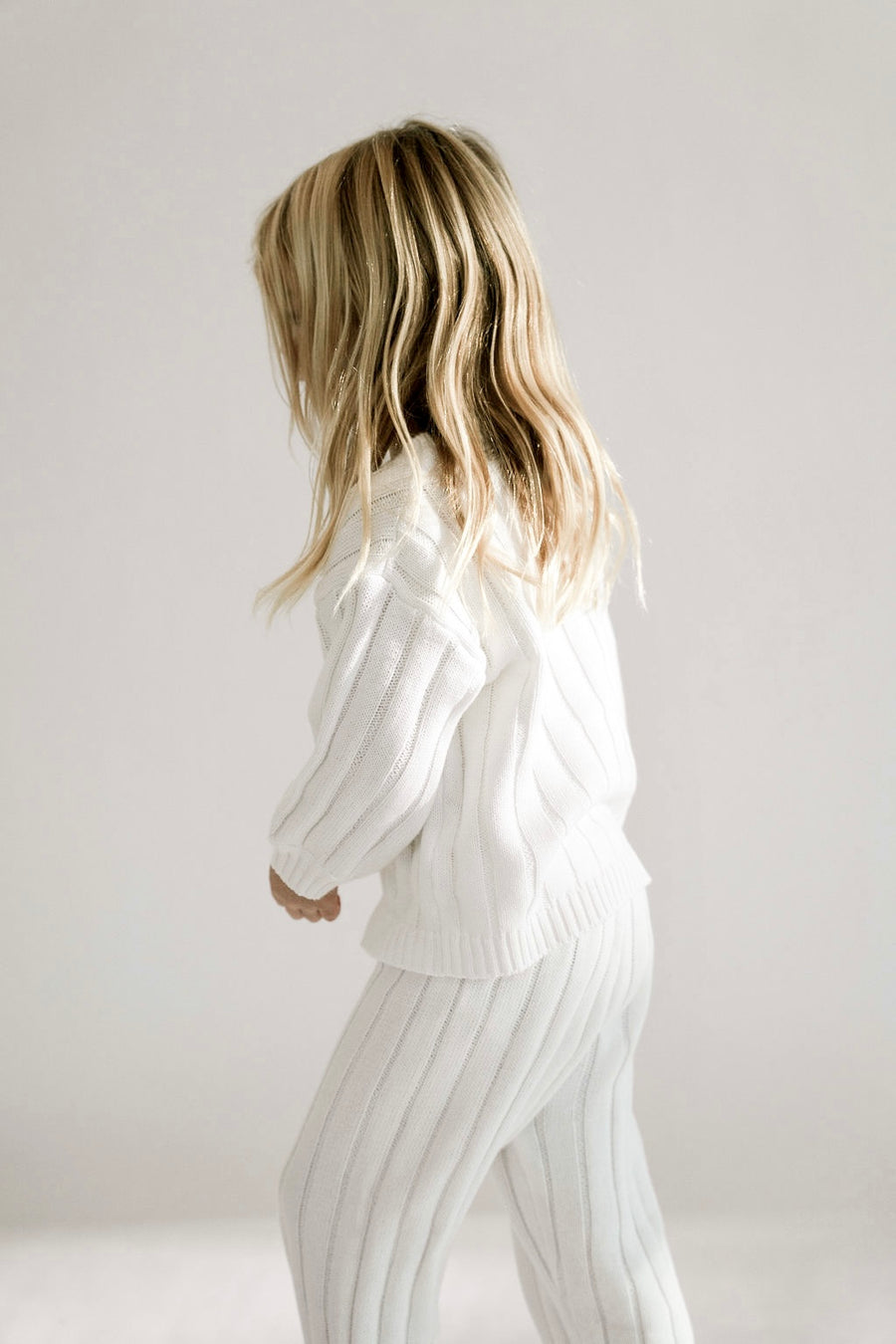 Children’s Wide Ribbed Knit Sweater ‘Dove’ – Oat Co